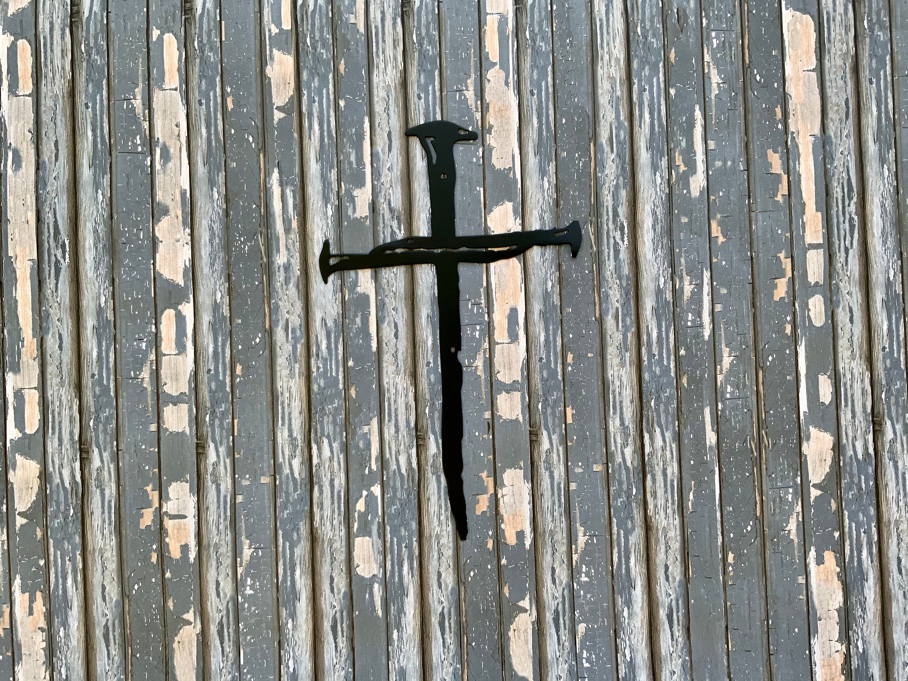 Standing Crucifixion Nailed Spiked Cross Black Metal Cross - Etsy
