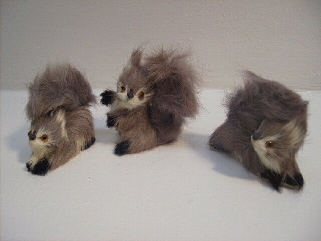 Gray Squirrels 3 Pc Set Furry Animals Hand Made - Etsy