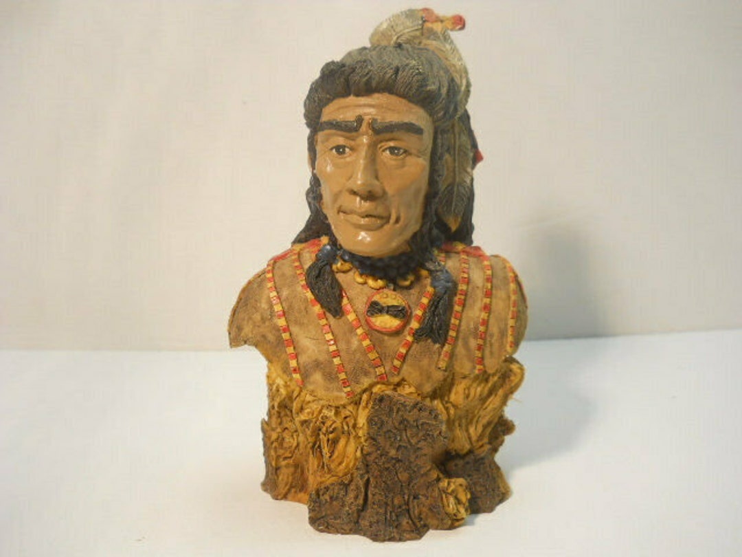 Native American Indian Bust Figurine Statue Red Cloud Southwestern - Etsy