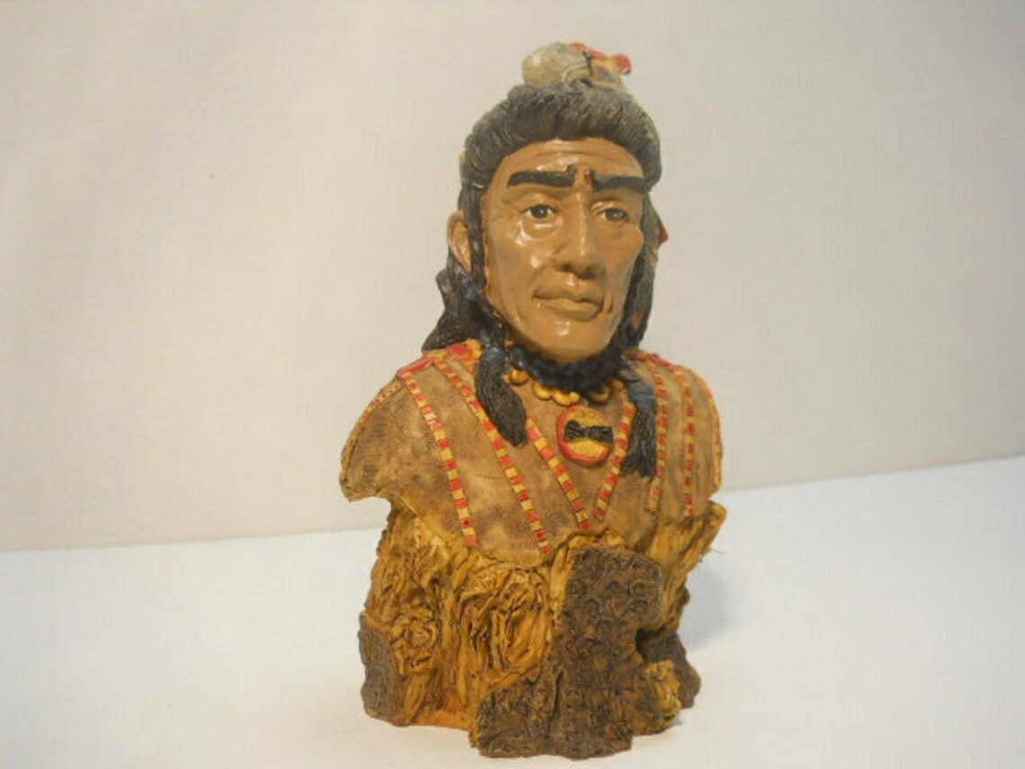Native American Indian Bust Figurine Statue Red Cloud - Etsy