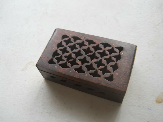 Carved Rosewood Box Cutouts with Brass Decor Trinket … - Gem