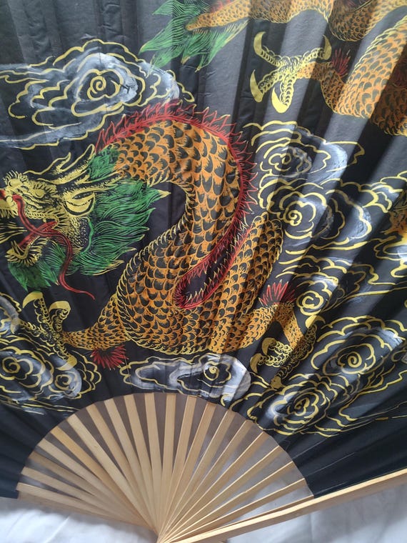 Vintage Dragon Wall Fan Wall Art Hanging Fan Size 60 … - Gem