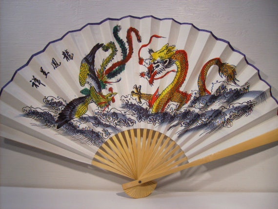 Dragon Snake & Eagle Wall Fan Medium Size 34 x 19 n76 - Gem