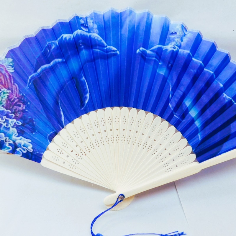 Vintage Hand Fan Blue - Etsy