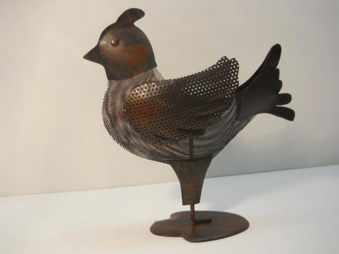 Metal Chicken Candle Tea Light Standing Tabletop Statue Decorative ...