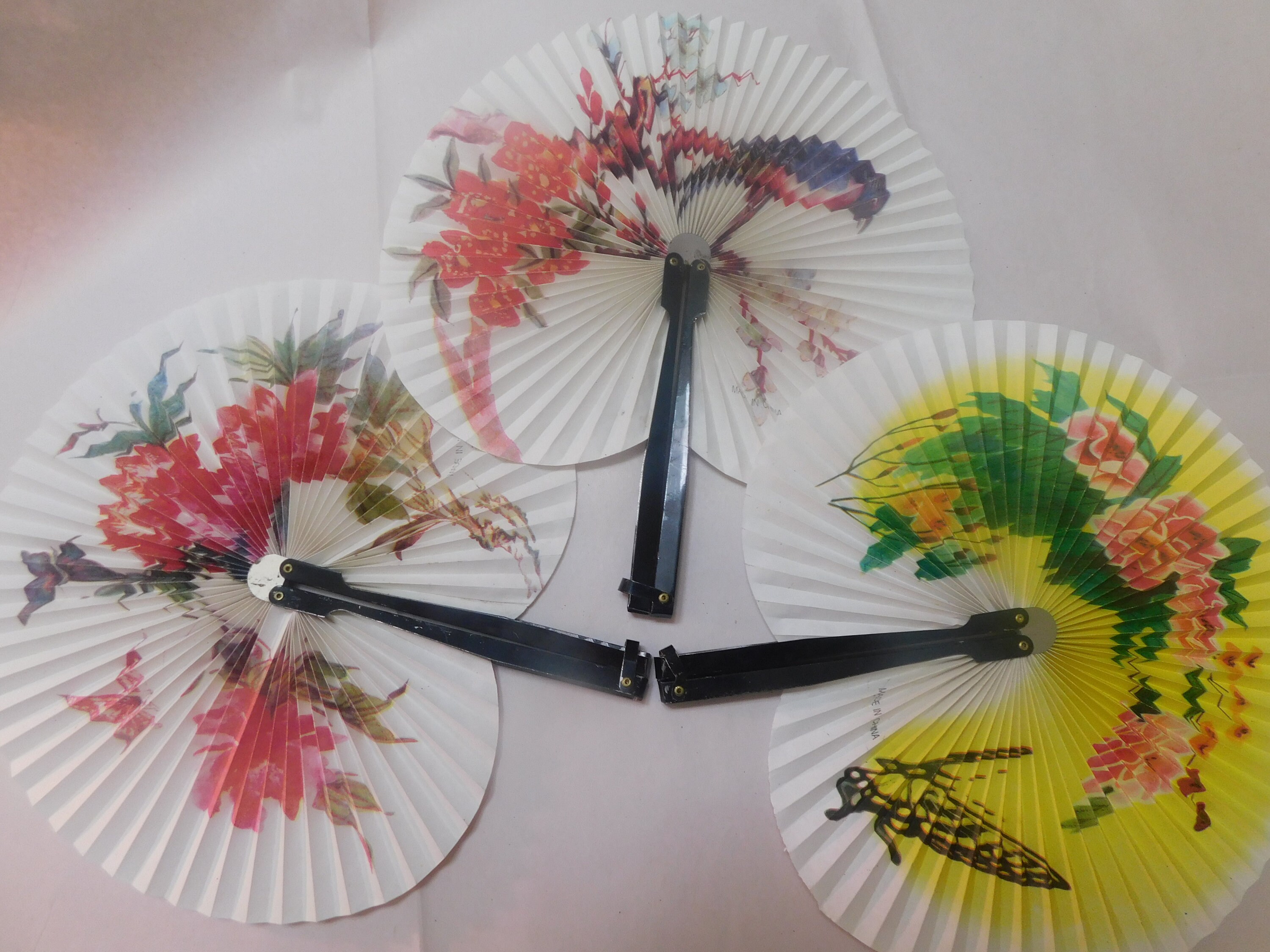Traveling Hand FAN Set Vintage Birds Flowers 3 PC Oriental - Etsy UK