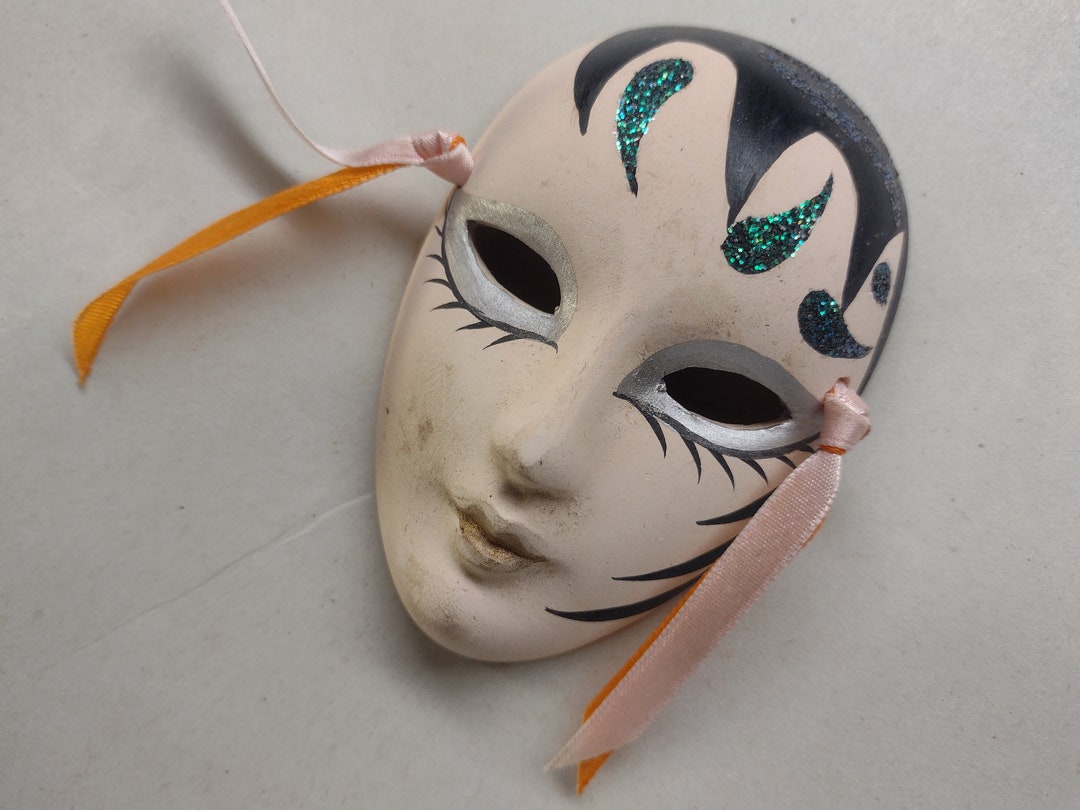 Vintage Mask With Glitter, Hand Painted Decor Porcelain - Etsy
