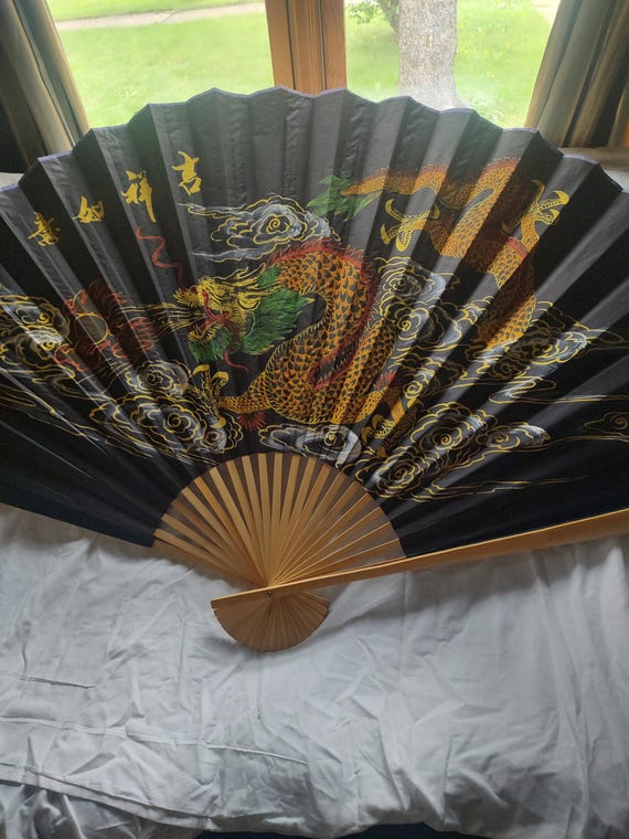 Vintage Dragon Wall Fan Wall Art Hanging Fan Size 60 … - Gem