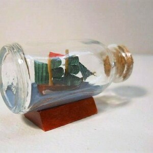 New Vintage Small Glass Ship in Bottle With Cork N152 - Etsy