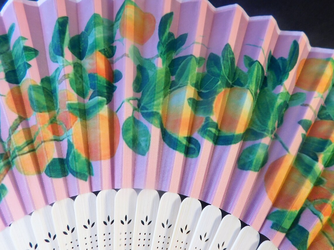 Oranges Fruit Silk Nylon Handheld Fan Folding Hand Fan Handmade Orange ...