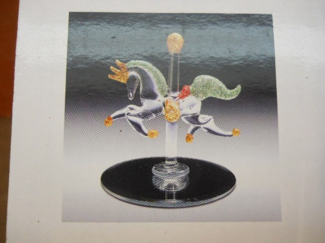 Spun Blown Glass Carousel Horse on Mirror Base Horses #dctv8862 - Etsy