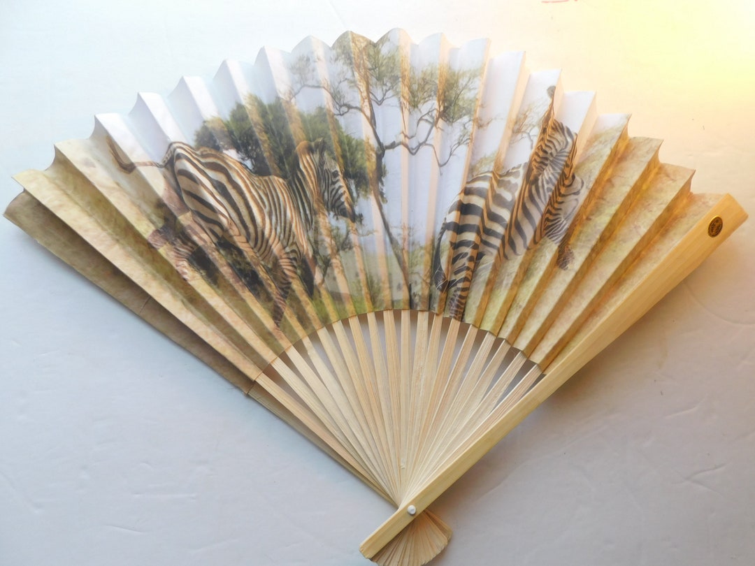 Zebra Animal Safari 11x16 Folding Fans Paper Wood Hand FAN - Etsy