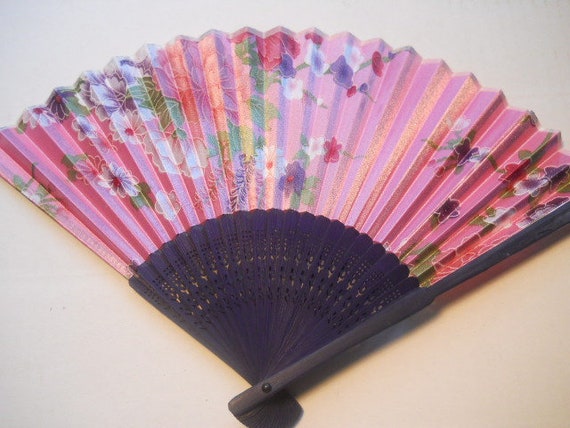 Pink Floral Silk Handheld Hand Fan Folding Fans Asian Hand Fan Etsy UK