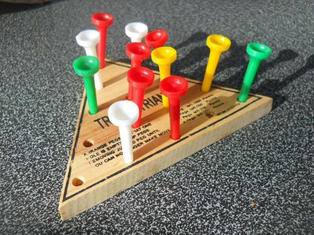 Wooden Tricky Triangle Game With Colored Pegs - Etsy