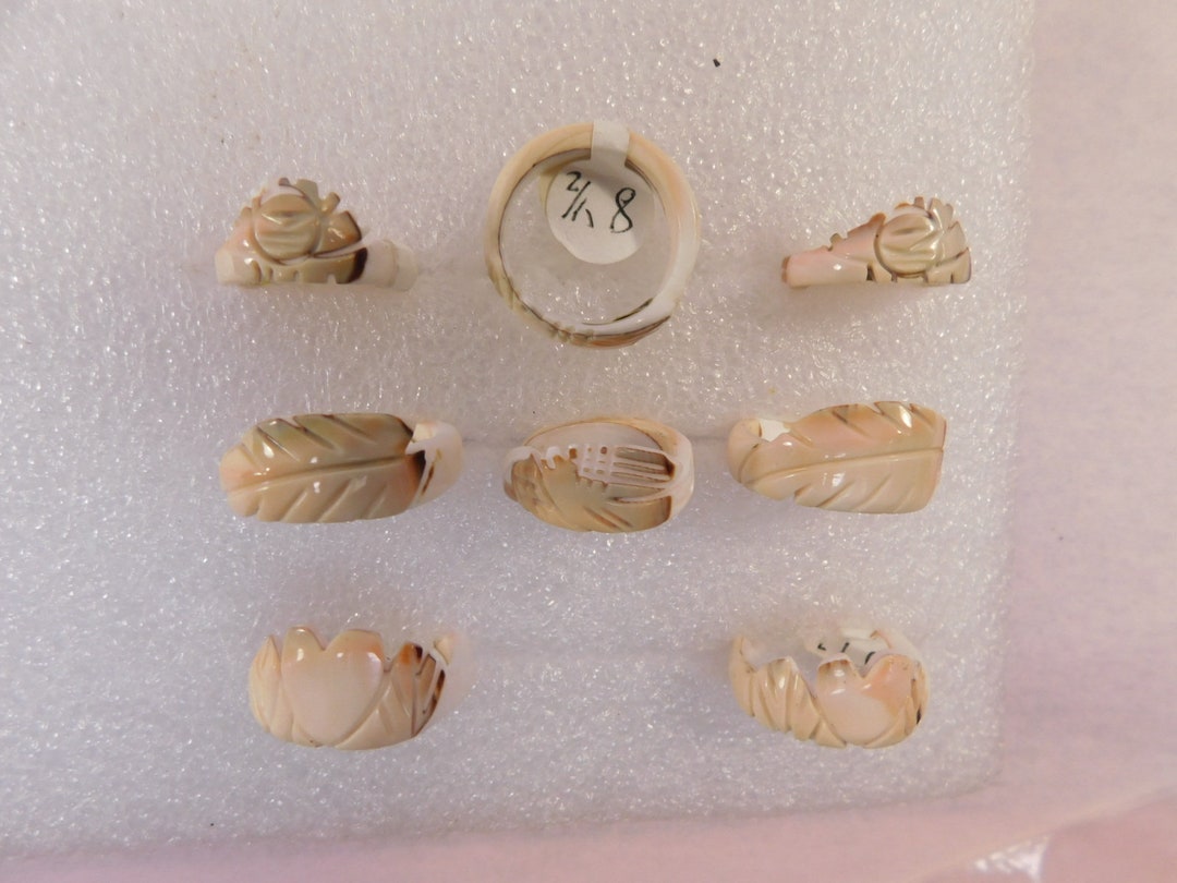 Hand Carved Edged Design on Real Shell Ring Asst Sizes 1 Pc - Etsy
