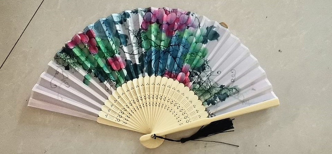Grapes Fruit Silk Nylon Handheld Fan Folding Hand Fan Handmade - Etsy UK
