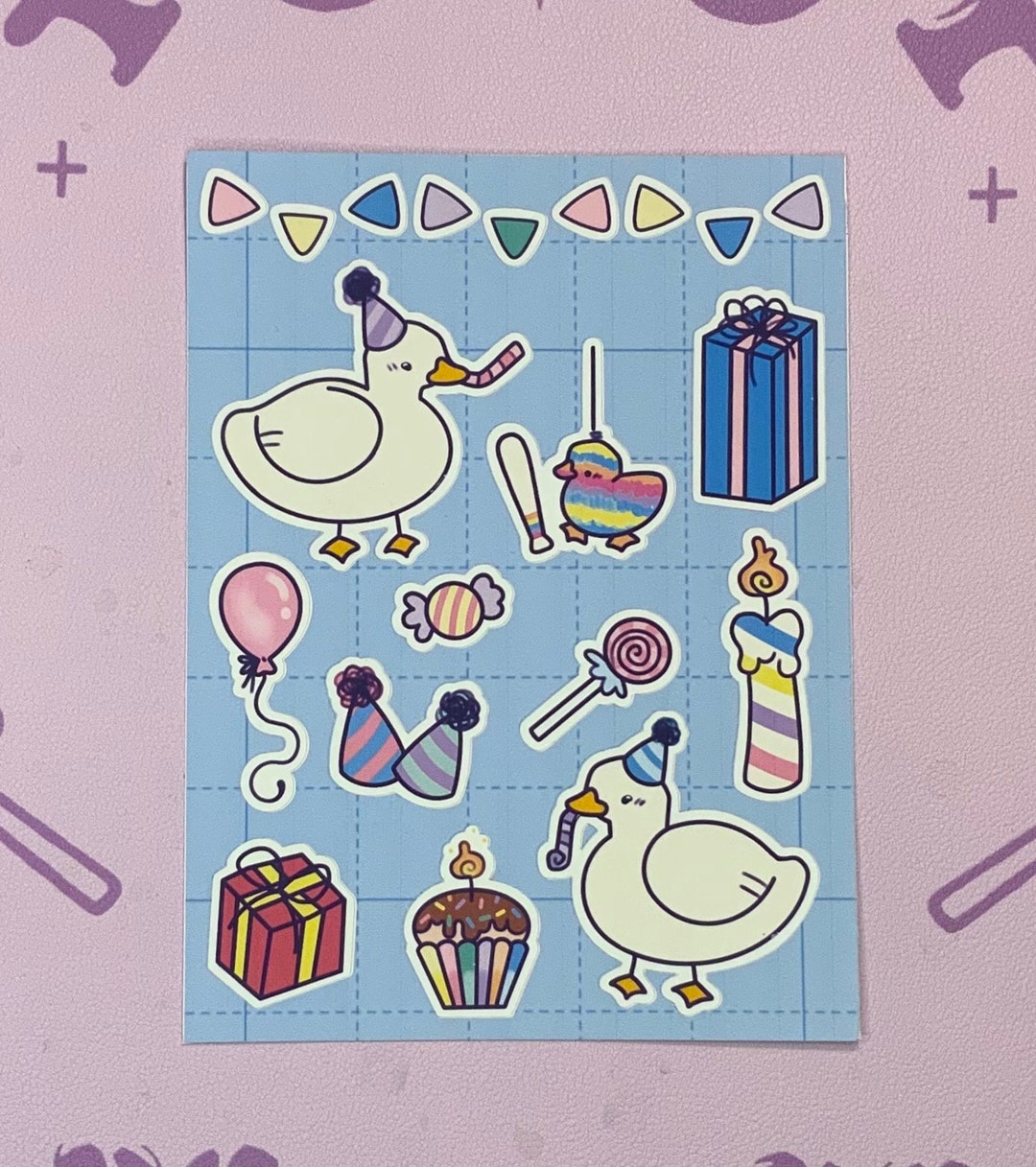 Cute Pastel Ducky Birthday Party Vinyl Sticker Sheet - Etsy