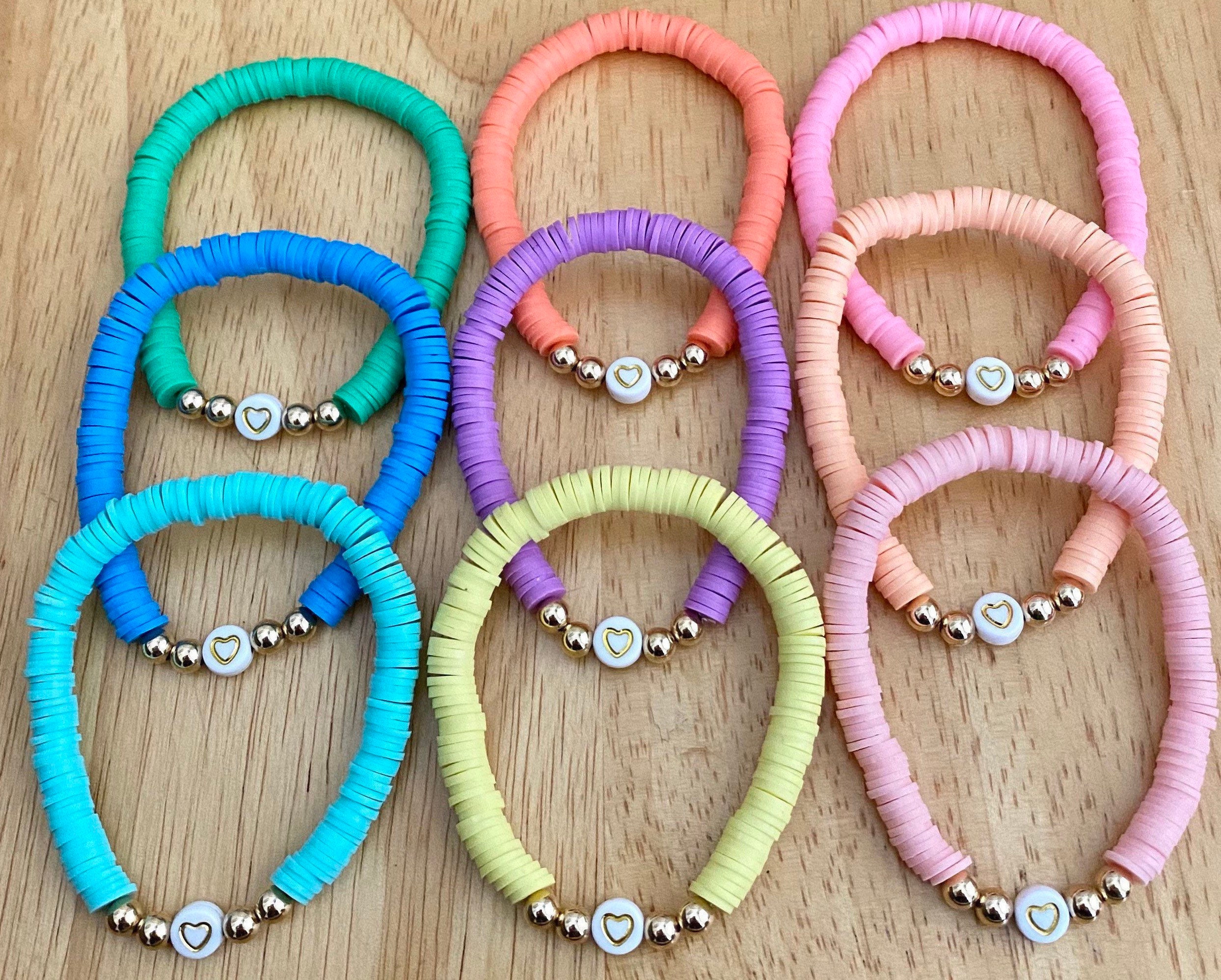 Heishi Bead Bracelet Polymer Clay Bead Bracelet 14k Gold Etsy