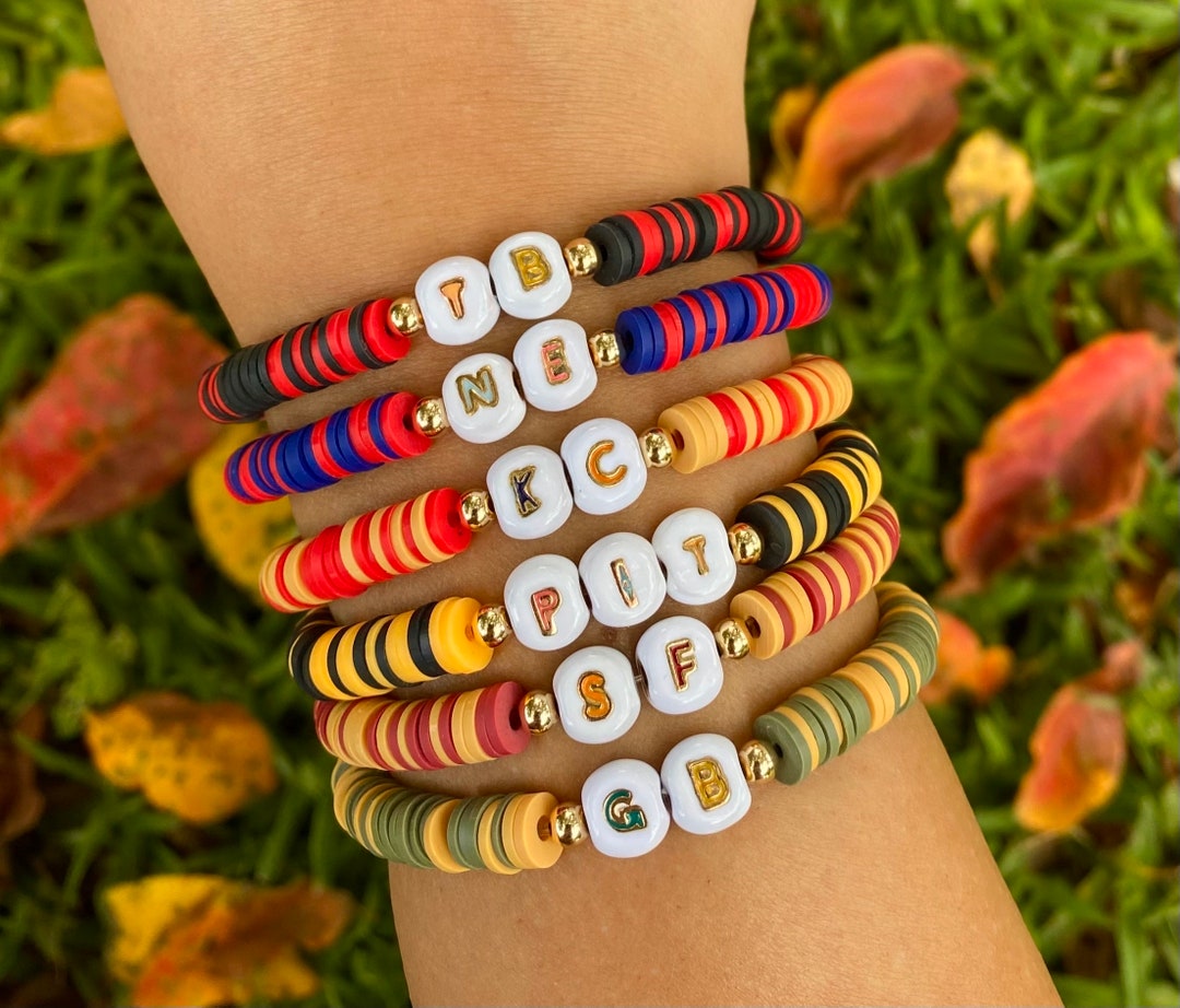 Custom NFL Bracelet, NFL Team Bracelet, Heishi Polymer Clay Bead ...