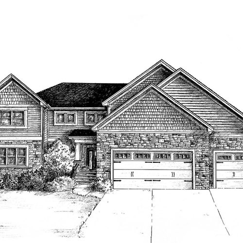 Original Custom Pen & Ink House Portrait Matted - Etsy