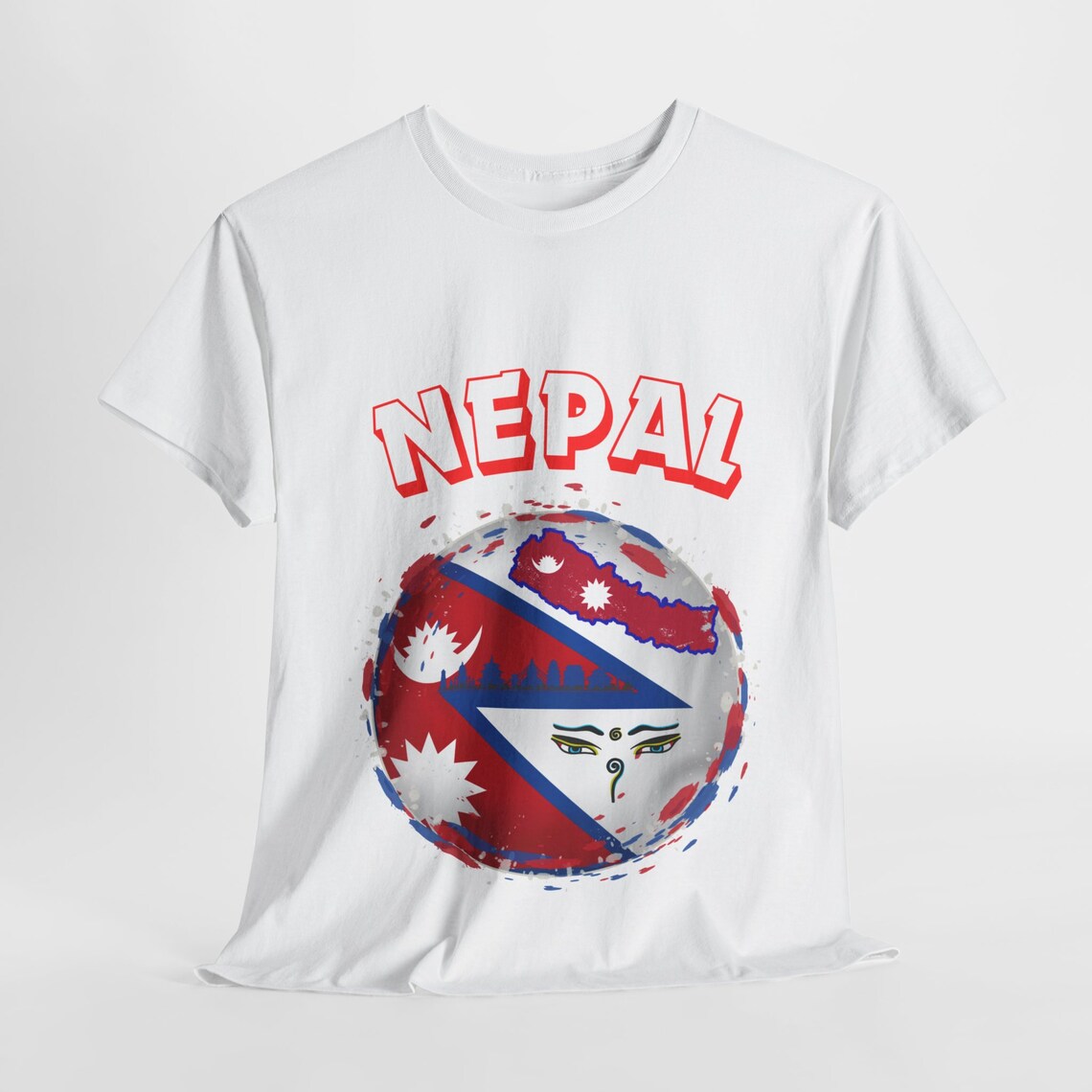 Men Nepali White Flag T-shirt Design. Heavy Cotton and Nepal Tshirt ...