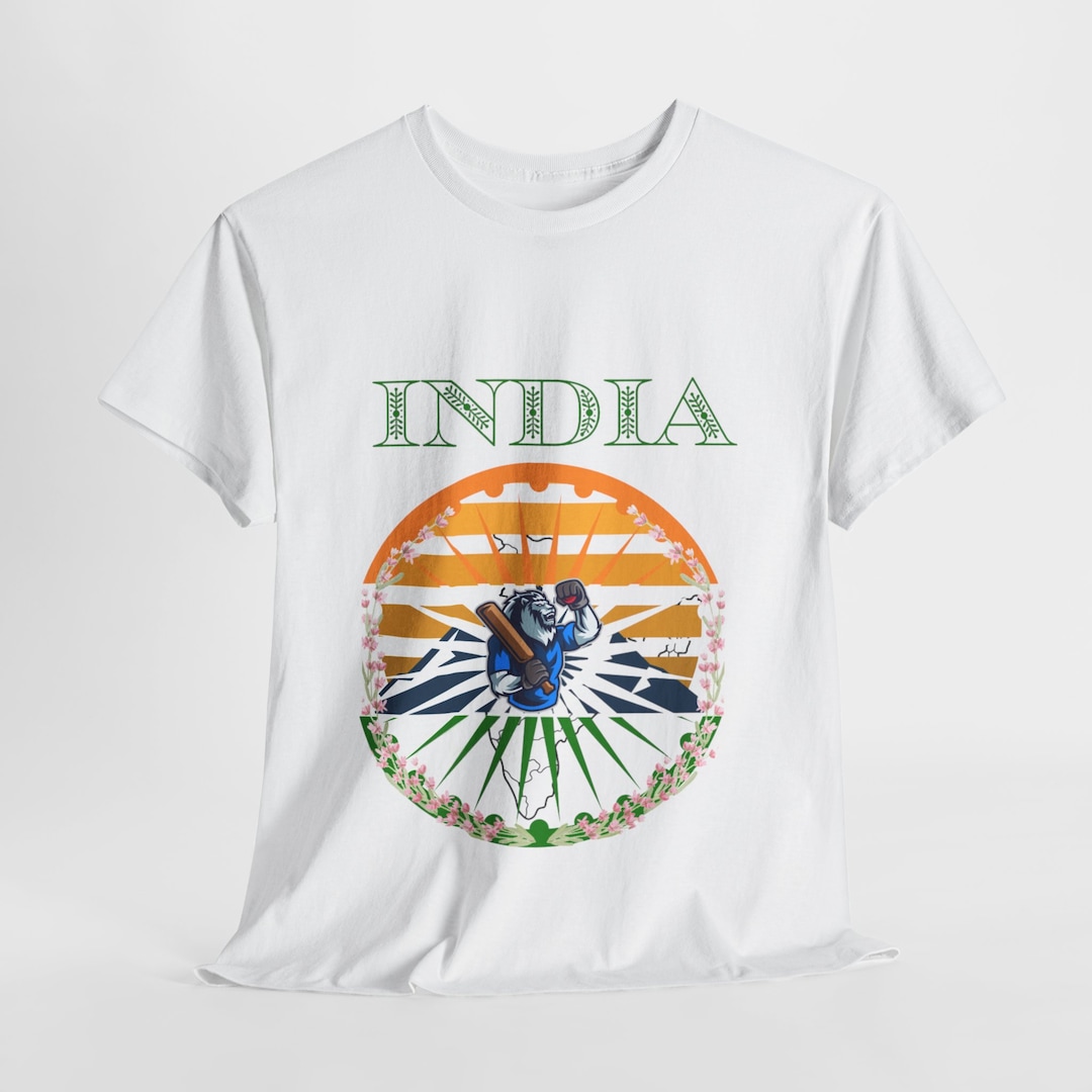 Unisex Indian Cricket T-shirt With India Chakra Wheel Design. Cricket ...