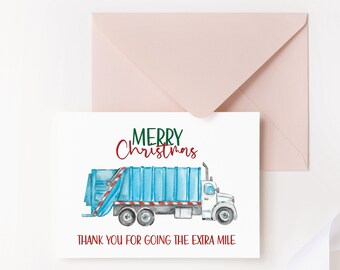 Waste Collector Christmas Card, Garbage Man Card, Garbage Truck, Happy ...