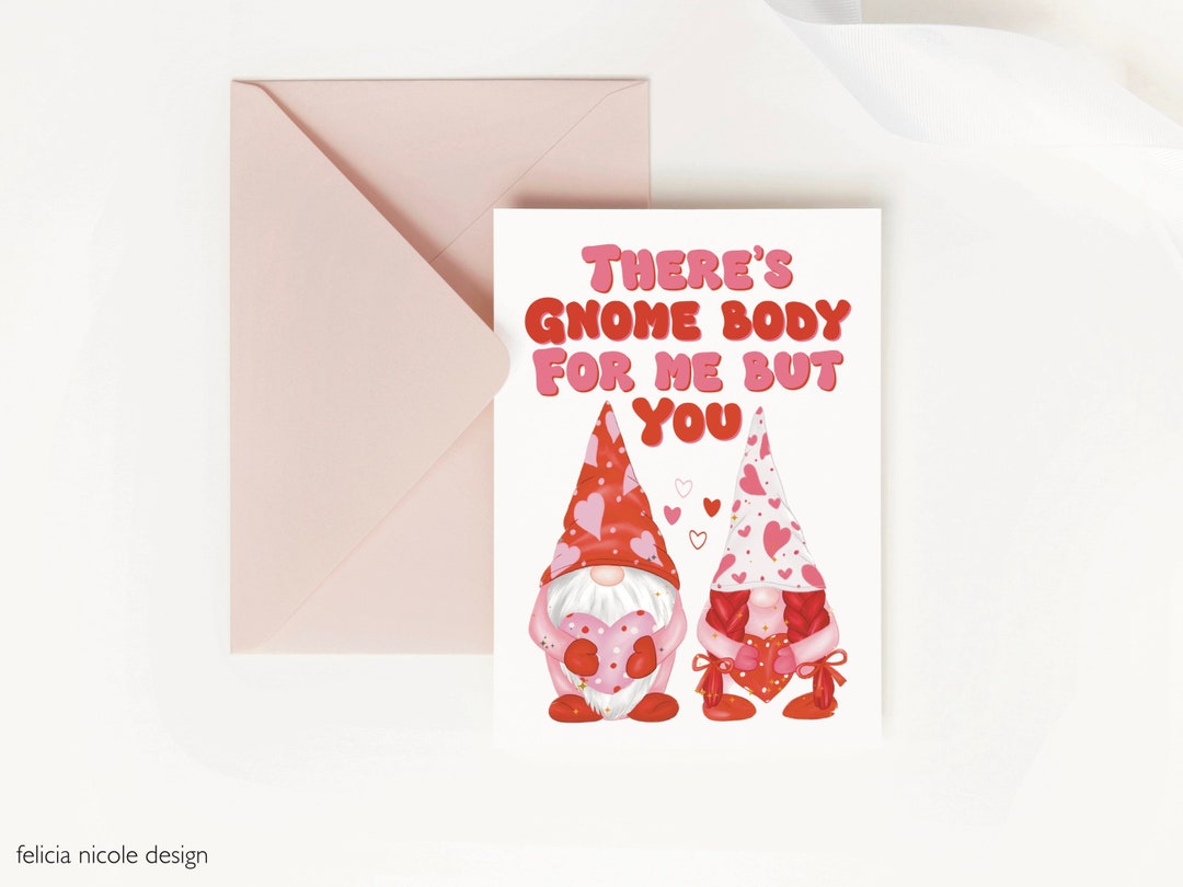 Gnome Valentines Day Card, Cute Valentine Card for Girlfriend ...