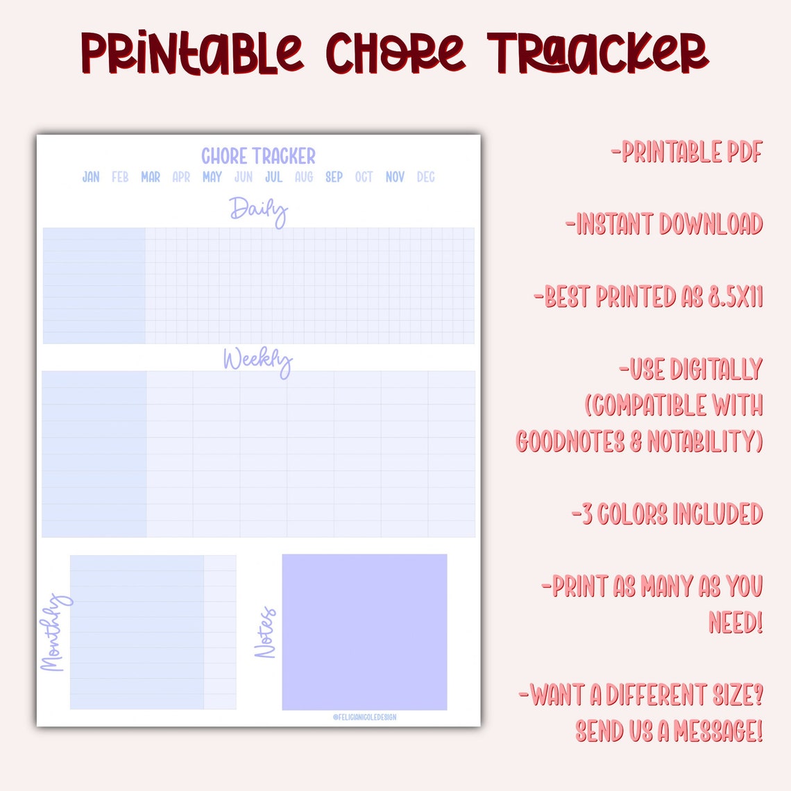 Printable Chore Chart Digital Chore List Printable - Etsy
