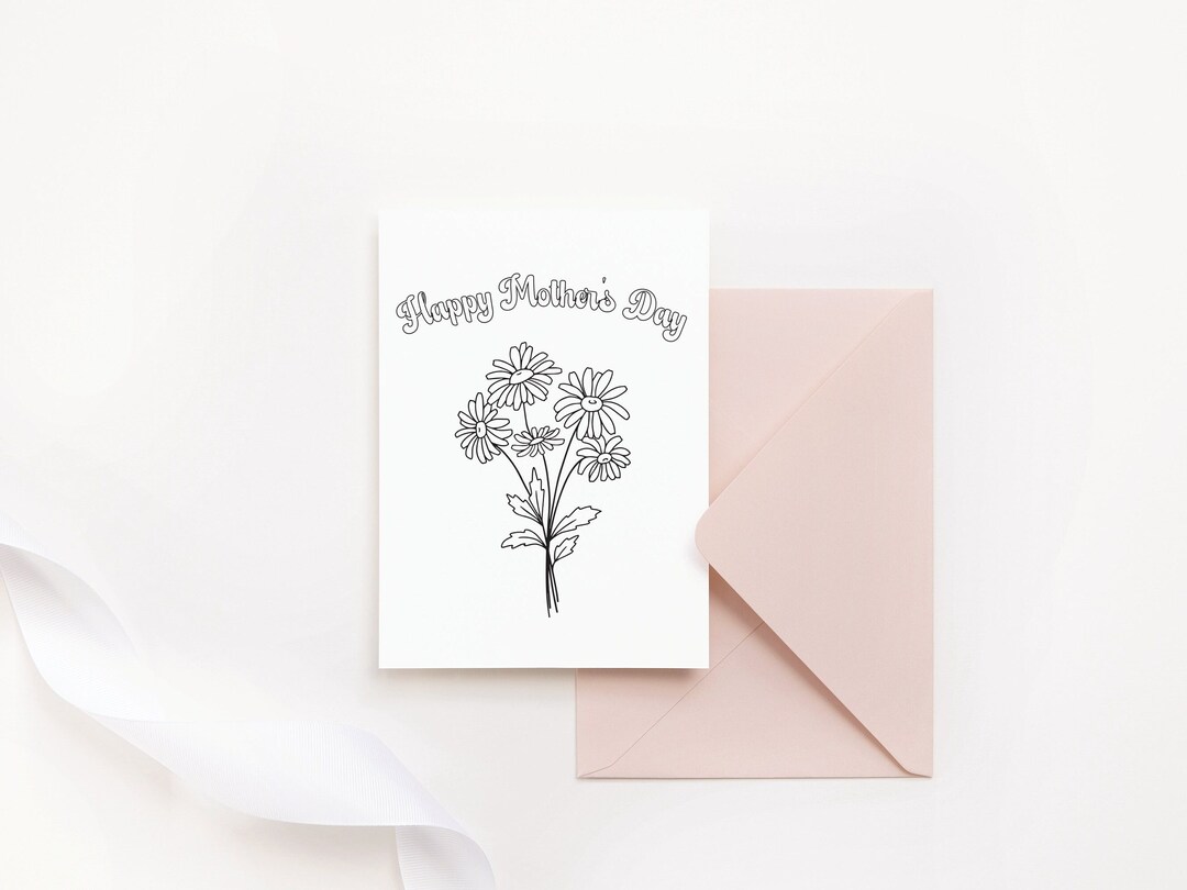 Mothers Day Coloring Card, DIY Mothers Day Card From Kids, Happy ...