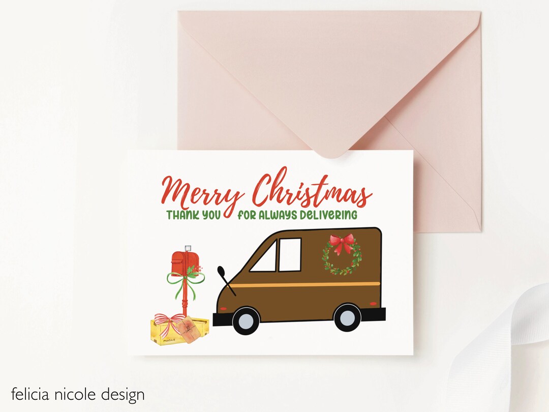 Delivery Driver Christmas Card, UPS Christmas Card, Christmas Gift for ...