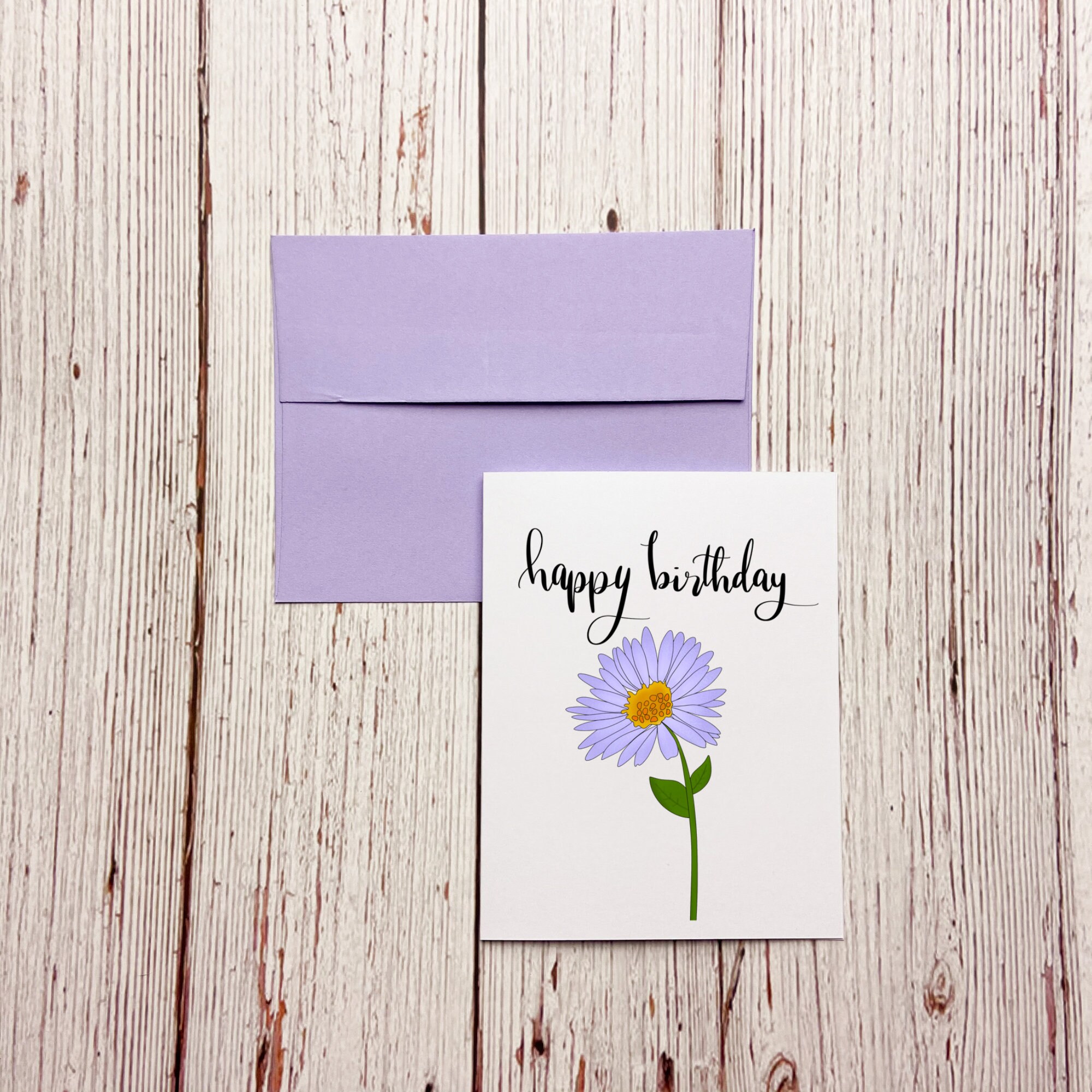 September Birth Flower Birthday Card Aster Flower Card for | Etsy