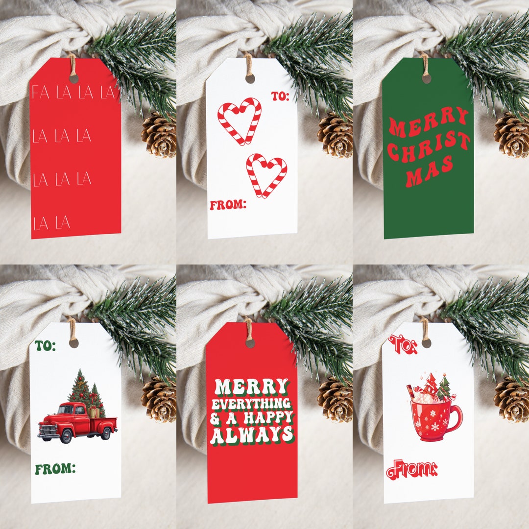 Christmas Gift Tags, Hanging Gifts Tags With String, Merry Christmas ...