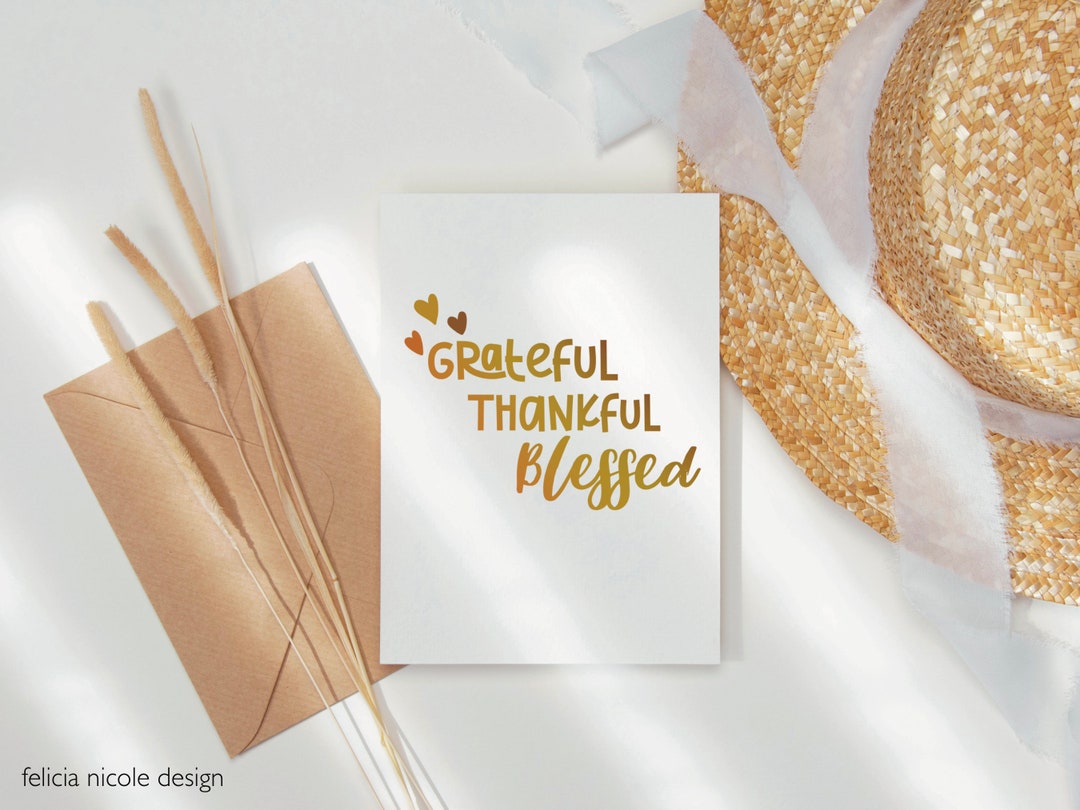 PRINTABLE Thanksgiving Cards, Thankful Grateful Blessed, Appreciation ...