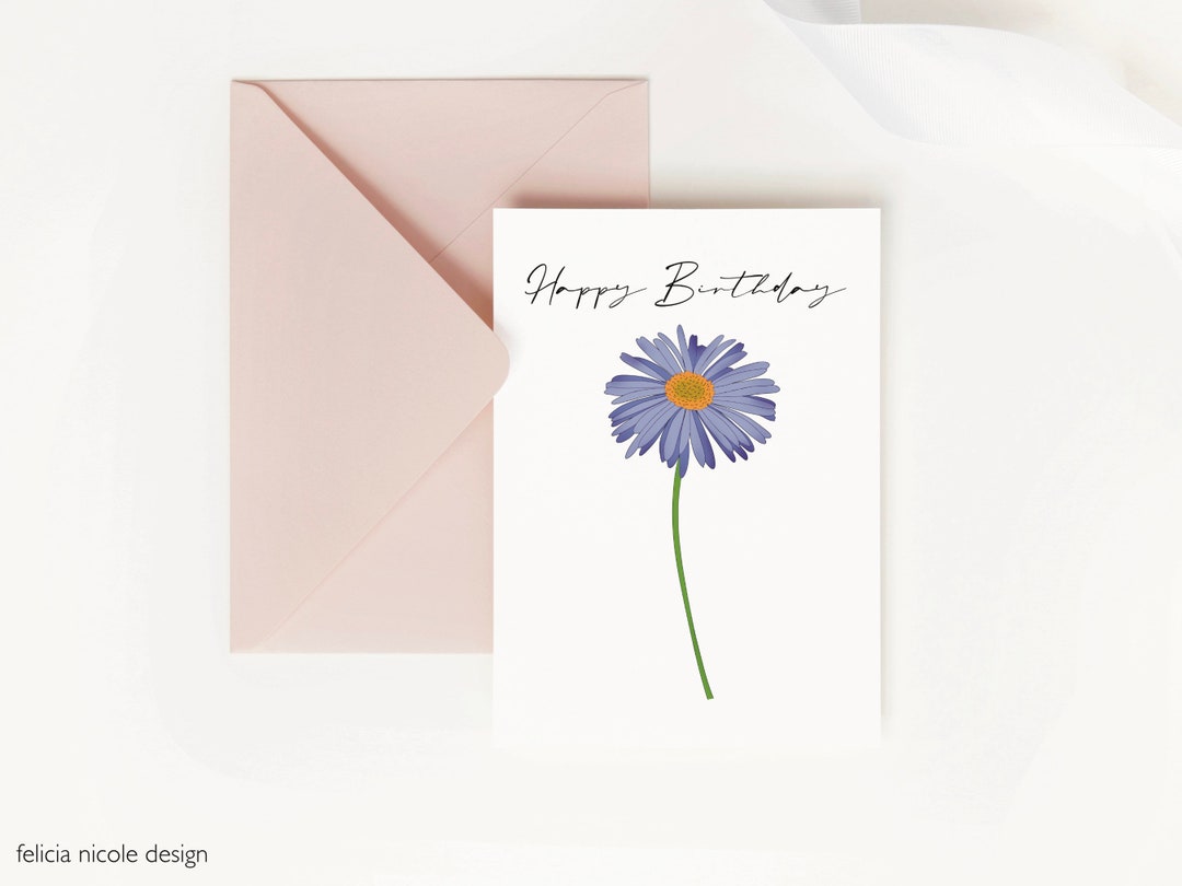 September Birth Flower Birthday Card, Aster Flower Card for Her ...
