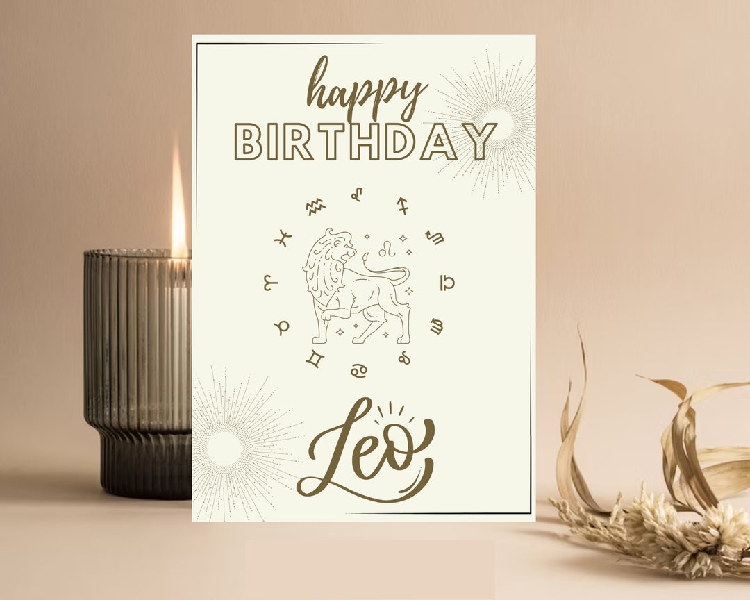Astrology Birthday Card - Sunburst and Minimalist Design, for Her/him ...