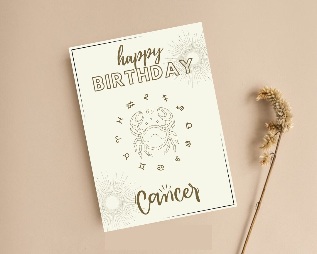 Astrology Birthday Card - Sunburst and Minimalist Design, for Her/him ...