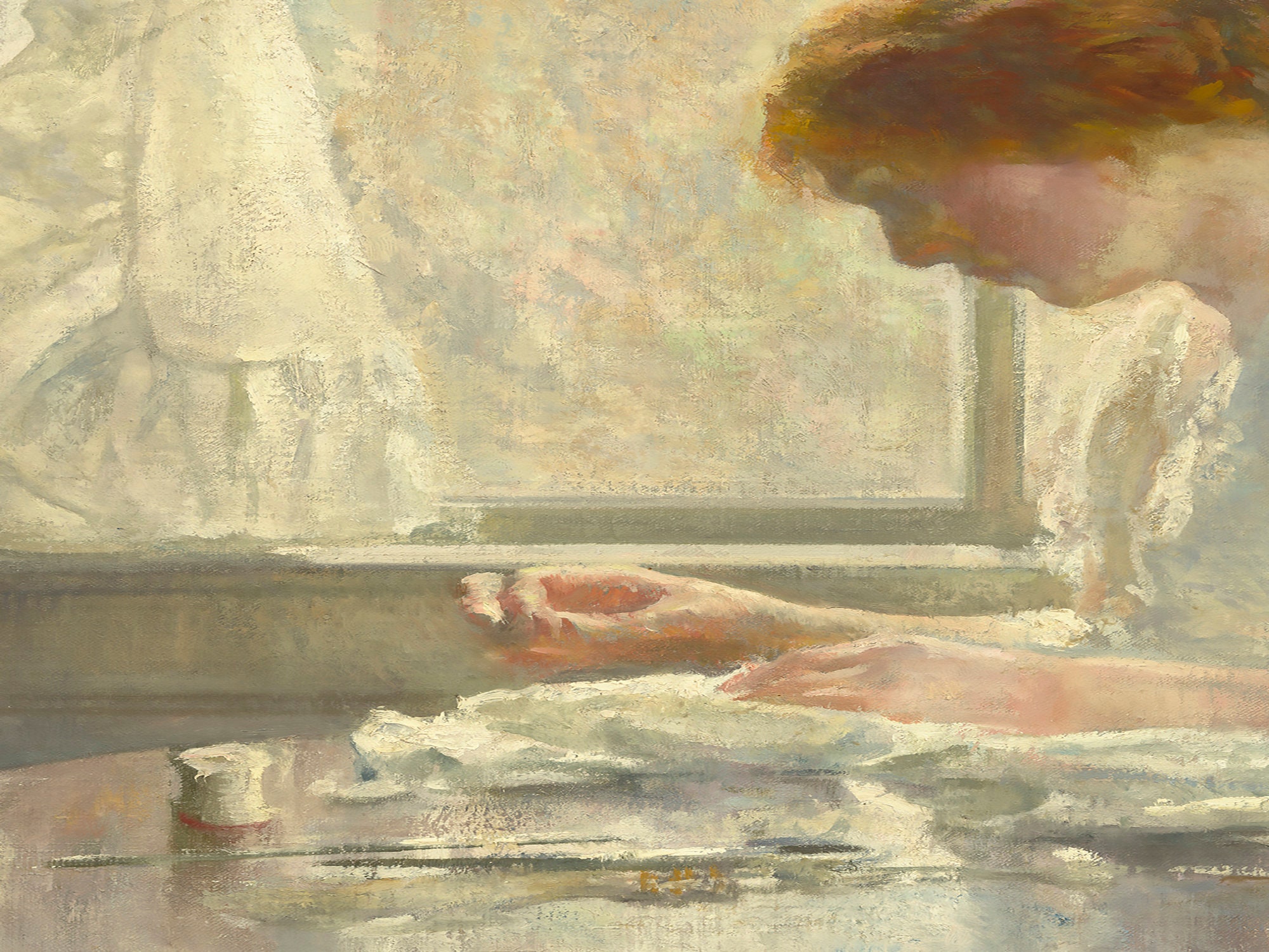 Seamstress Portrait Oil Painting Sewing Room Digital Print - Etsy