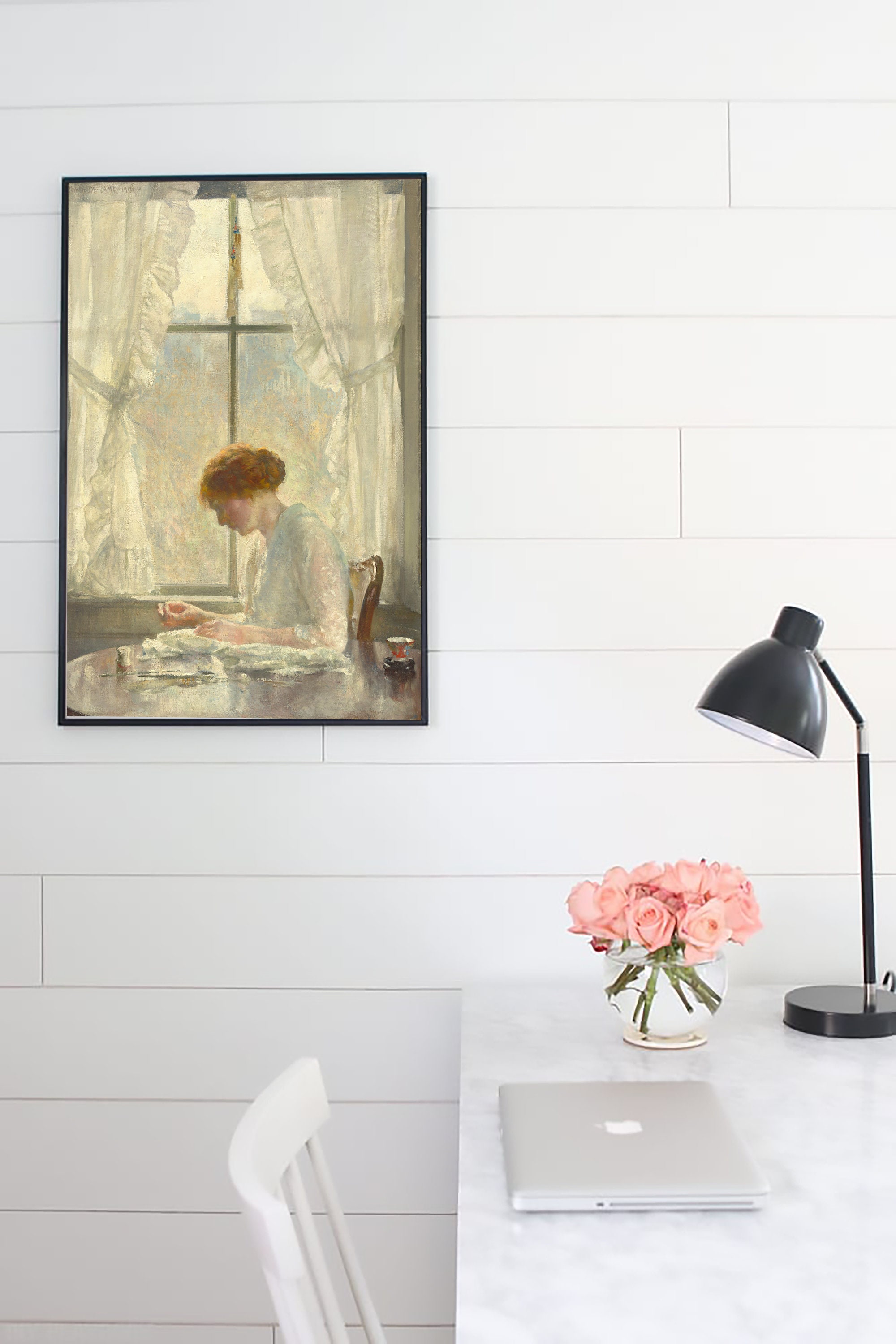 Seamstress Portrait Oil Painting Sewing Room Digital Print - Etsy