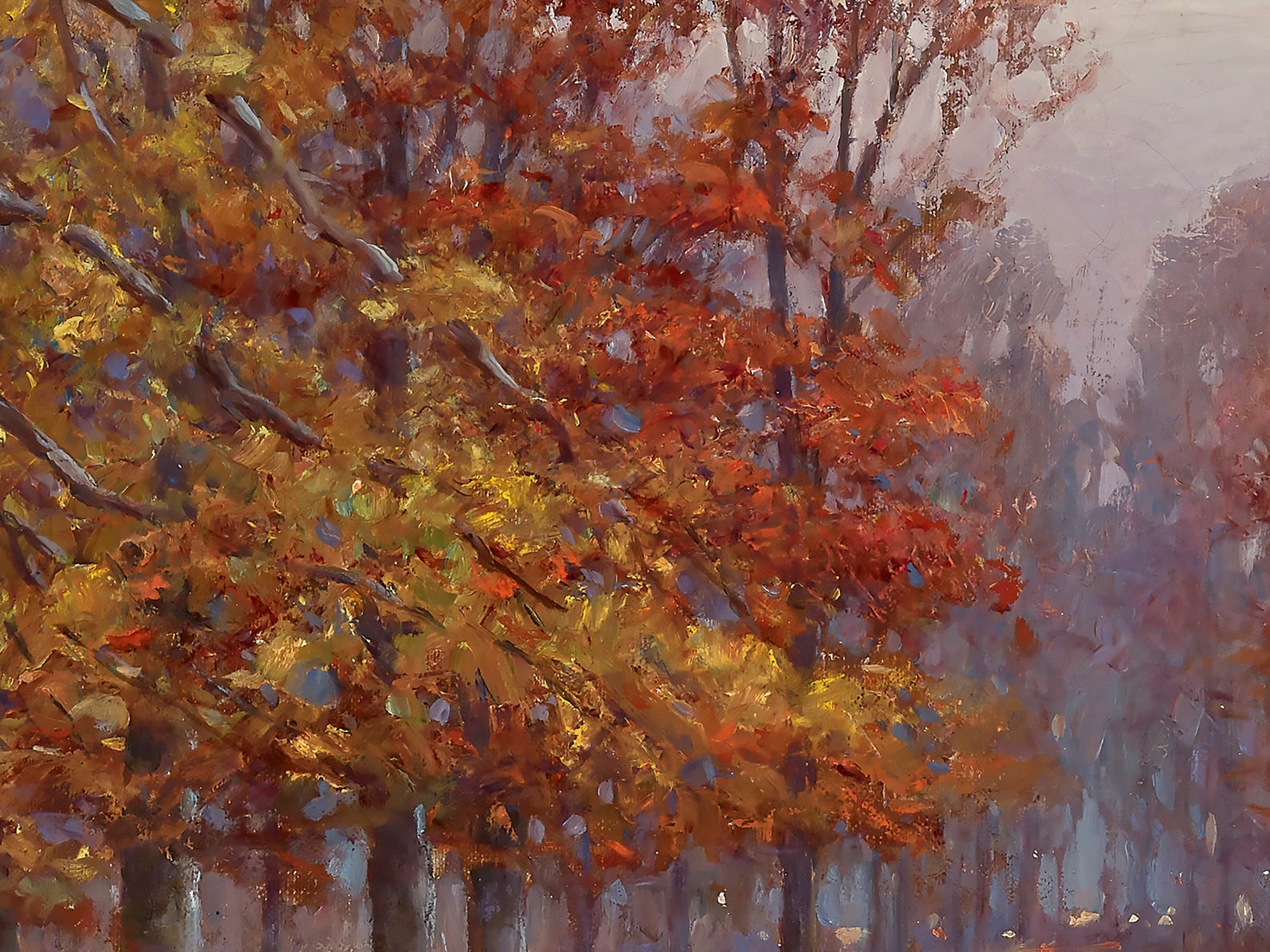 Vintage Fall Landscape Painting, Fall Foliage Painting, Autumn Trees ...