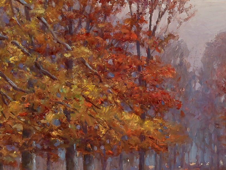 Vintage Fall Landscape Painting, Fall Foliage Painting, Autumn Trees ...