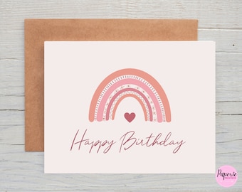 Boho Rainbow Birthday, Boho Birthday Card, Happy Birthday, Digital ...