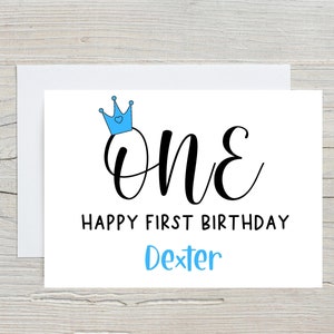 One Birthday Card Boy Personalised Boys First Birthday | Etsy