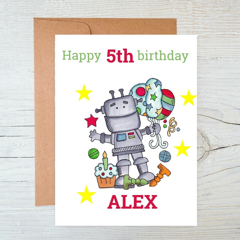 Robot Birthday Card - Etsy