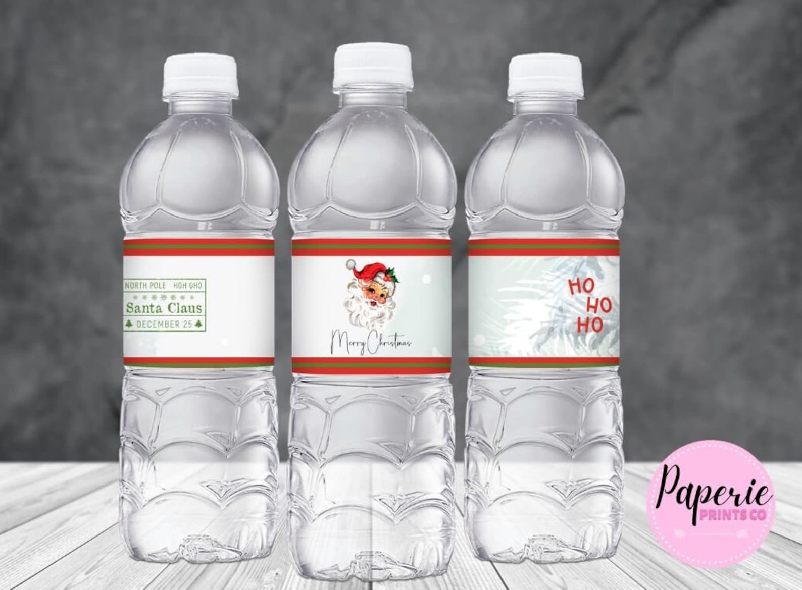 Christmas Water Bottle Label Template Png Jpeg Pdf, Christmas Party ...