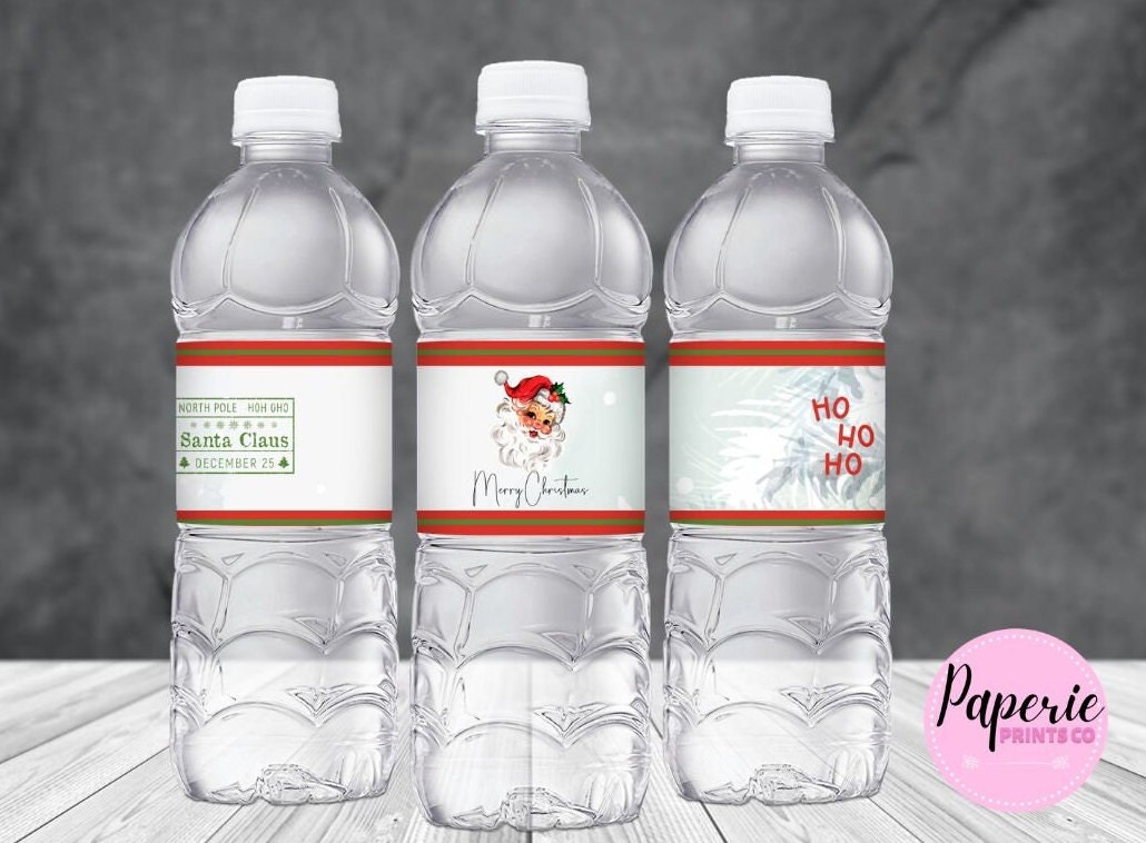 Christmas Water Bottle Label Template Png Jpeg Pdf, Christmas Party ...