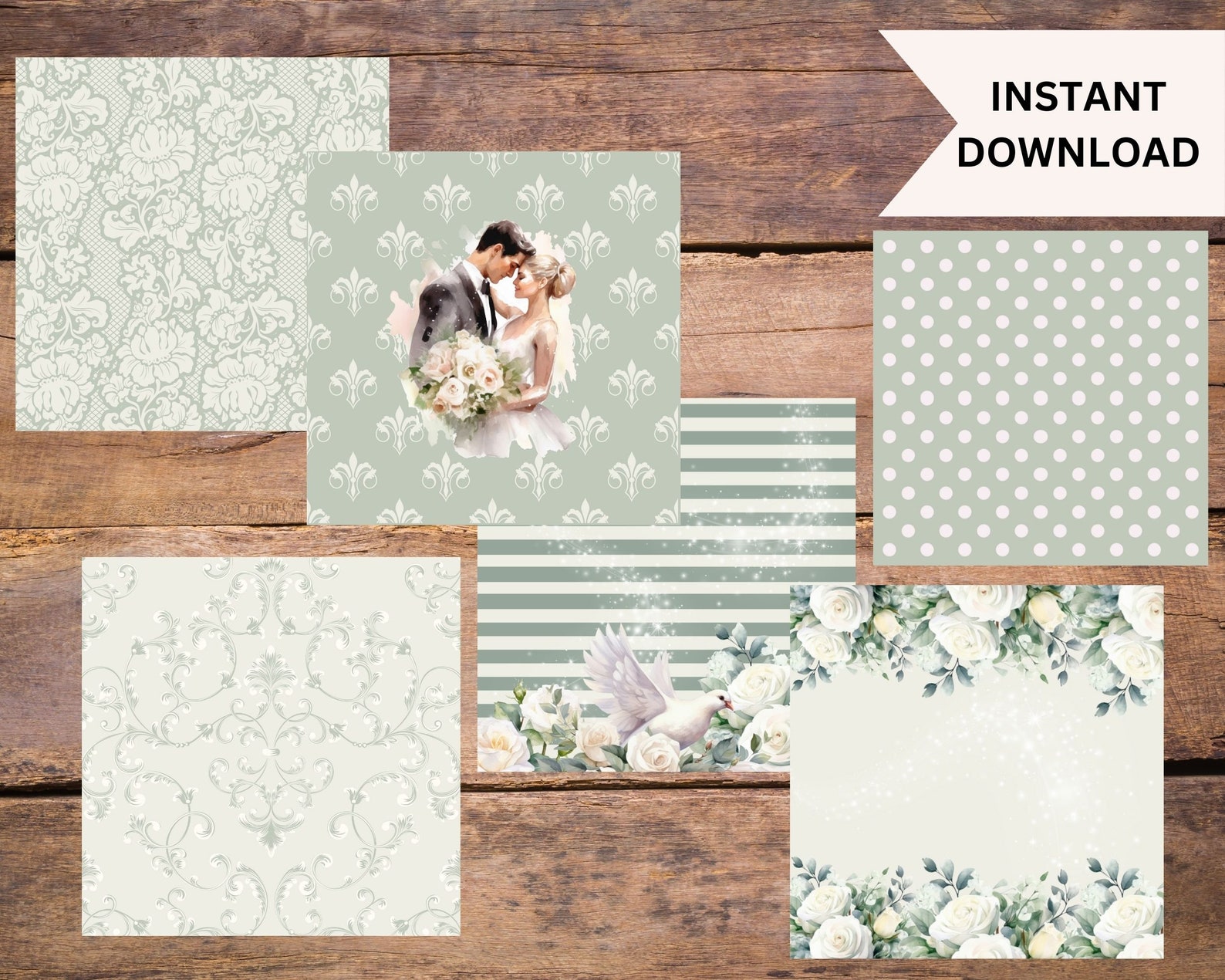 Wedding Scrapbook Kit Printable Elegant Wedding Digital Scrapbook Kit ...