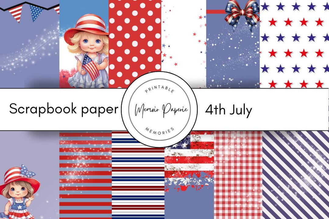 Girl's First 4th of July Scrapbook Paper (digital Download) - Etsy