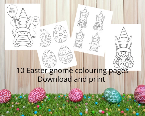 Easter Coloring Pages Easter Gnomes Clip Art Easter | Etsy