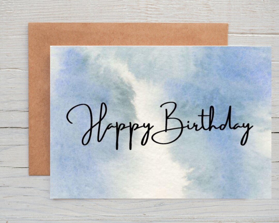 Digital Happy Birthday Card for Him, Classic Birthday Card, Watercolour ...
